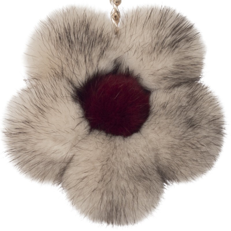 Cute Real Mink Fur Flower Keyring Pompom Ball Bag Charm Car ladies ...