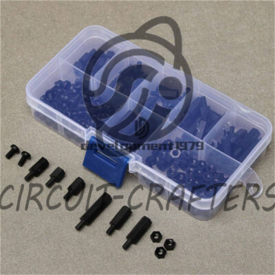 M3 Black Nylon Hex Column Male-Female Standoff Spacers Screw Nut Kit ...