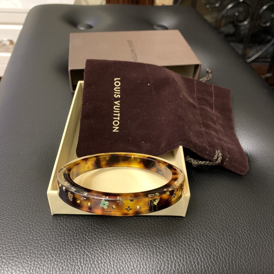 auth louis vuittons LV Bracelet Bangle Monogram Plastic Amber Accessory ...
