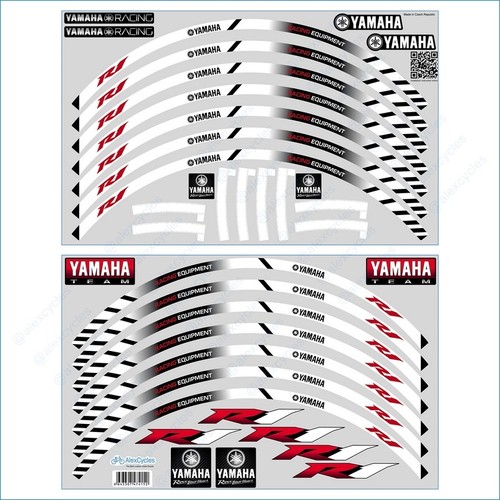 YAMAHA YZF R1 Motorcycle Bike Wheel Rim Black Laminated Stripes Decals ...