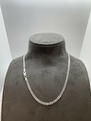 Without Stone Curb Cuban Chain Unisex Necklace 14k White Gold Plated ...