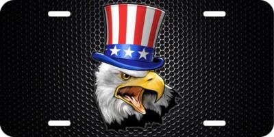 Uncle Sam Bald Eagle Pride USA America Aluminum Car Vanity Plate Tag ...