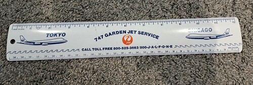 Vintage JAL Japan Airlines 747 Garden Jet Service Ruler Tokyo Chicago ...