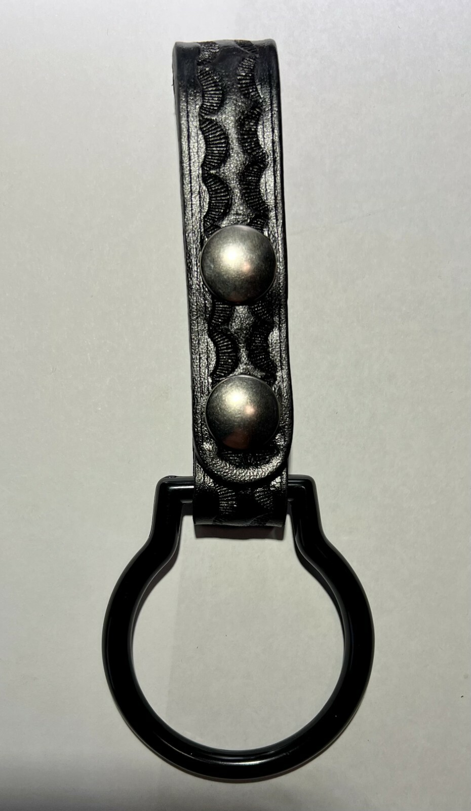 HWC Black Leather Basketweave C D Cell Flashlight Holder Ring 2.25" | eBay