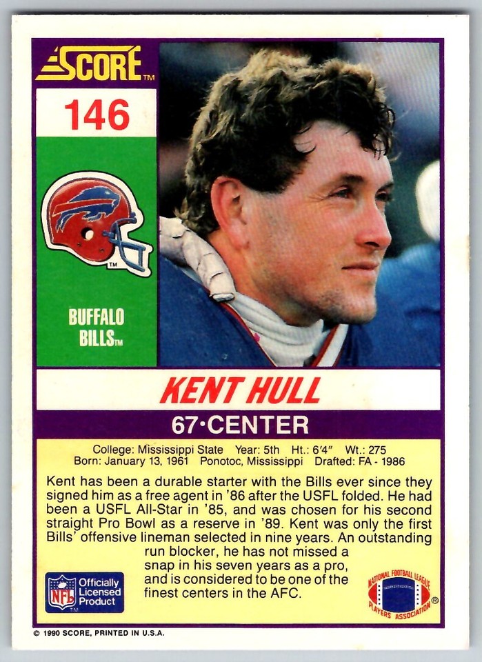1990 SCORE KENT HULL BUFFALO BILLS #146 | eBay