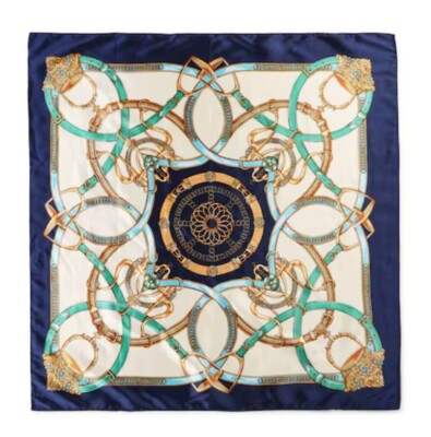 Kelly & Katie Nautical Multi Use Scarf Square Blue/Gold 34 × 34 in New ...