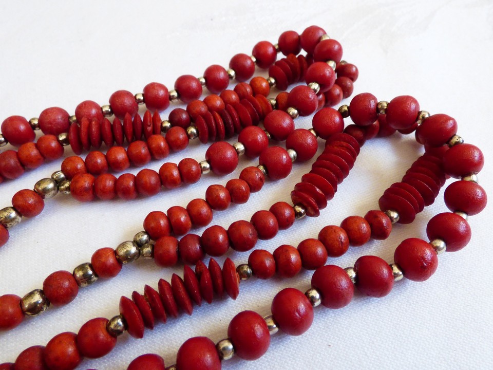 Hand crafted Fashion Red two strand beaded Necklace 27"L | eBay