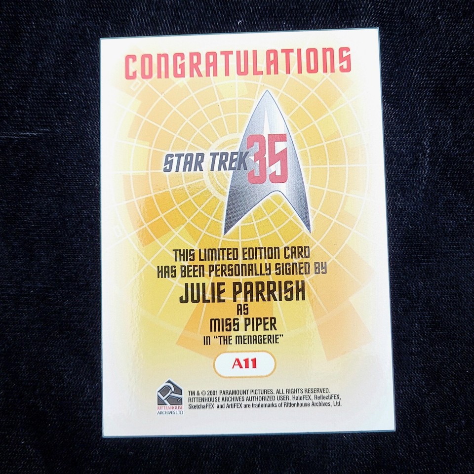 Star Trek 35th Anniversary Holofex Autograph Card A11 Julie Parrish ...