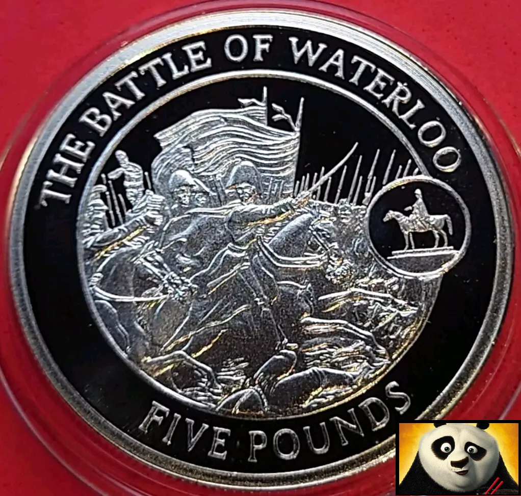 2009 Gibraltar £5 Five Pounds The Battle of Waterloo Silver Proof Coin ...