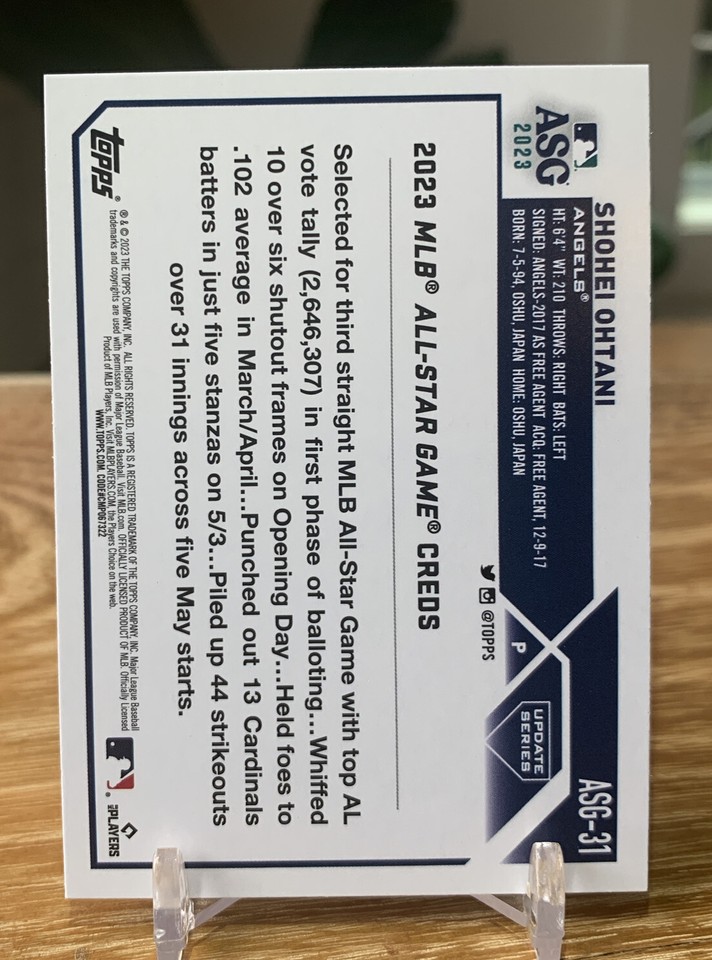 SHOHEI OHTANI 2023 Topps Update All-Star Game Blue Parallel SP LA ...