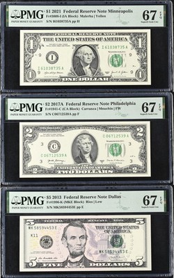 United States SET 3,1 2 5 Dollar USA Mixed States Superb Gem UNC PMG 67 ...