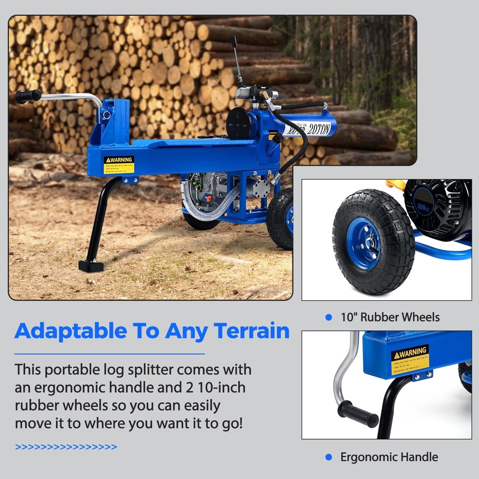 Portable Log Splitter 20Ton Gas Powered Wood Splitter w/ 7HP Engine ...