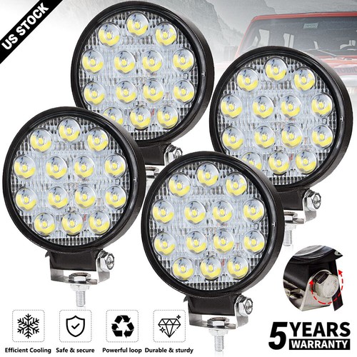 4X 4 Inch Round LED Work Light Bar Pods Driving Fog Headlight Truck Off ...