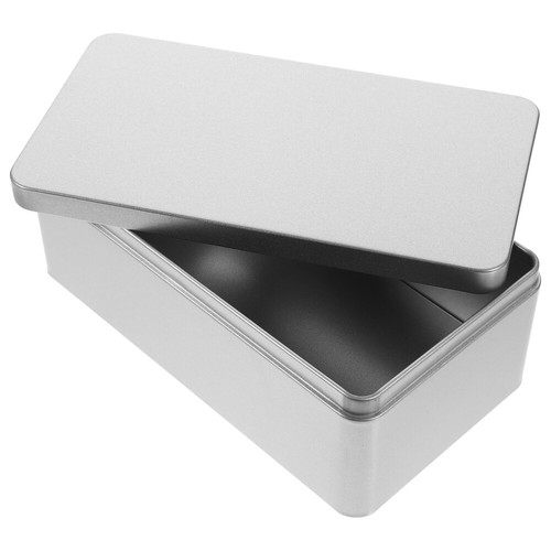 Tinplate Box Storage with Lid Rectangular Empty Metal Boxes Tea Holder ...