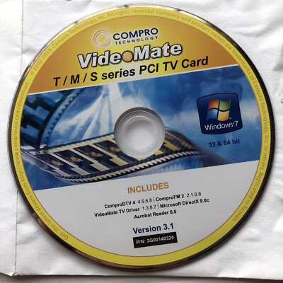 ComproDTV 4 Video Mate T/M/S Series PCI TV Card Windows 7 CD Software ...