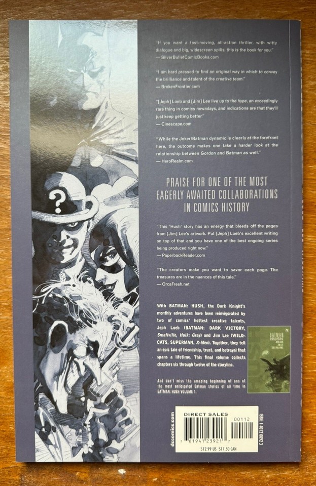 DC Comics BATMAN HUSH Vol. 2 Catwoman Riddler Superman Joker By Loeb ...