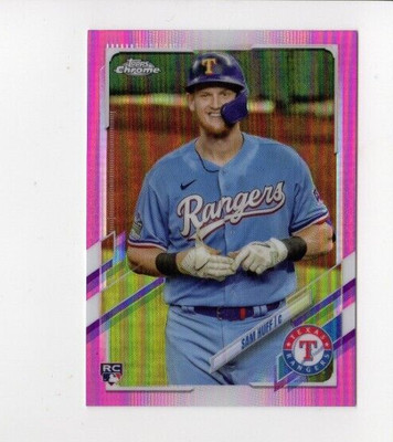 2021 Topps Chrome Sam Huff RC #81 Pink Refractor Texas Rangers | eBay