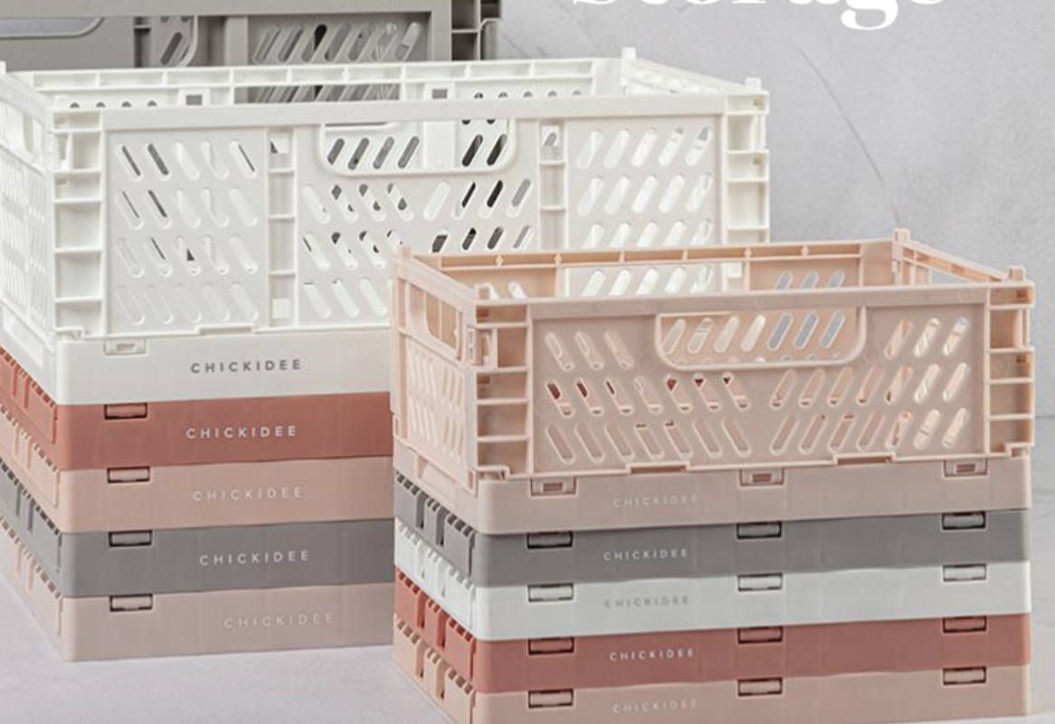 Pink Small Plastic Milk Crates Misazy Pink Storage Basket 2 Pcs