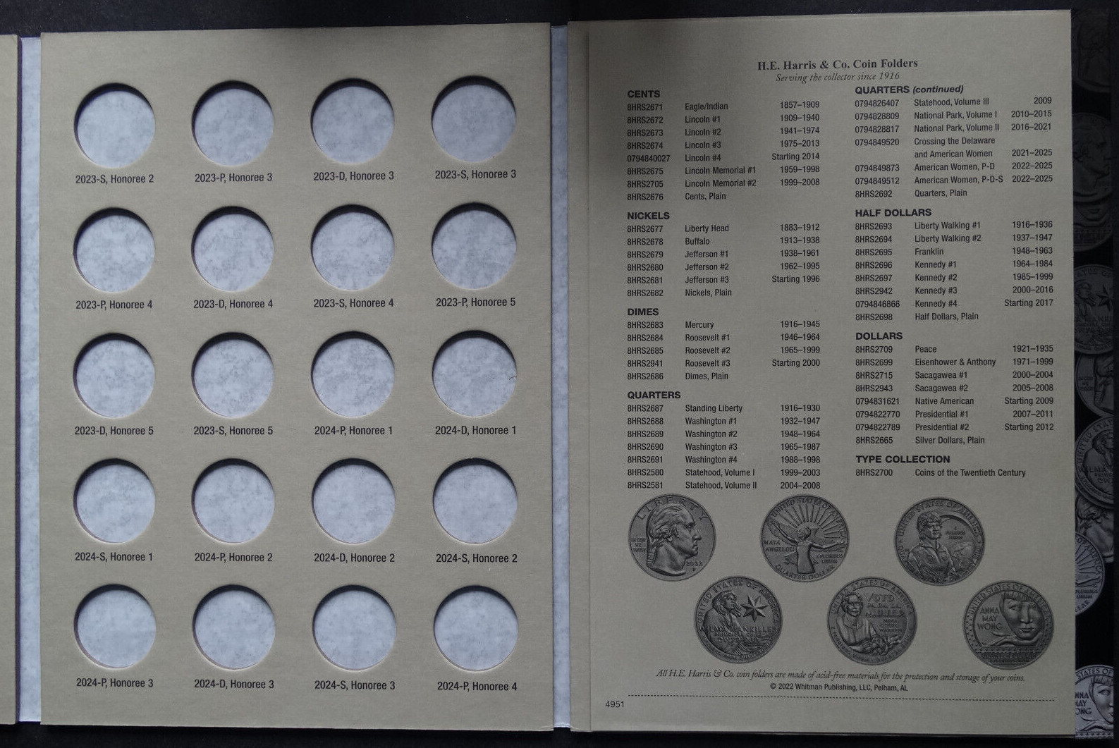 He Harris American Women Quarters Coin P, D and SF Folder 2022-2025 ...