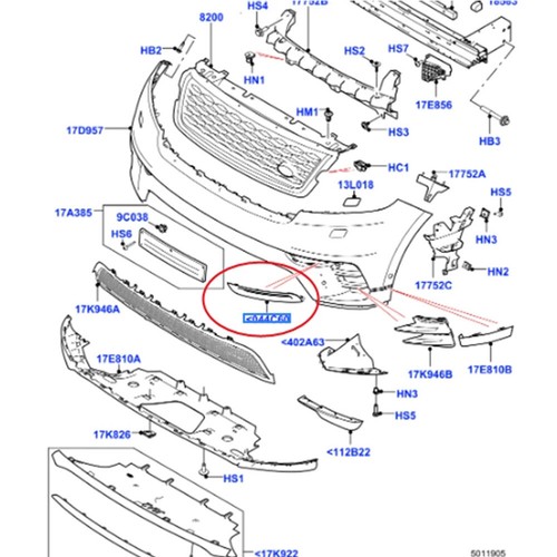 1x Right Front Bumper Fog Lamp Cover For Land Rover Range Rover Velar ...