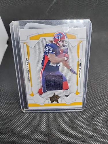 2008 Leaf Rookies & Stars Materials Gold Football Card #11 Marshawn ...