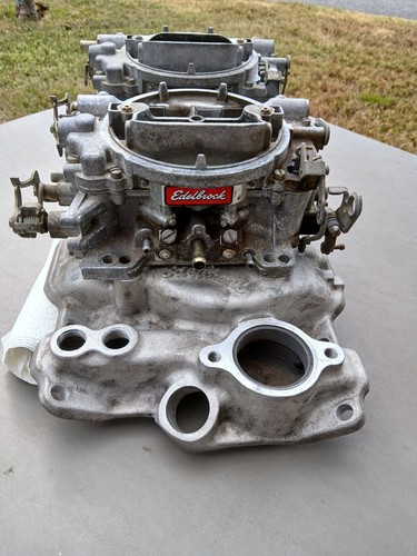 Edelbrock Dual Quad "C26" Aluminum Intake Manifold #5425 w/Carbs SBC ...