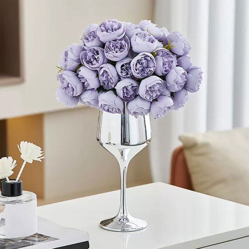 Sleek Glass Vase Decorative Footed Glass Vase for Home & Offices Decor ...