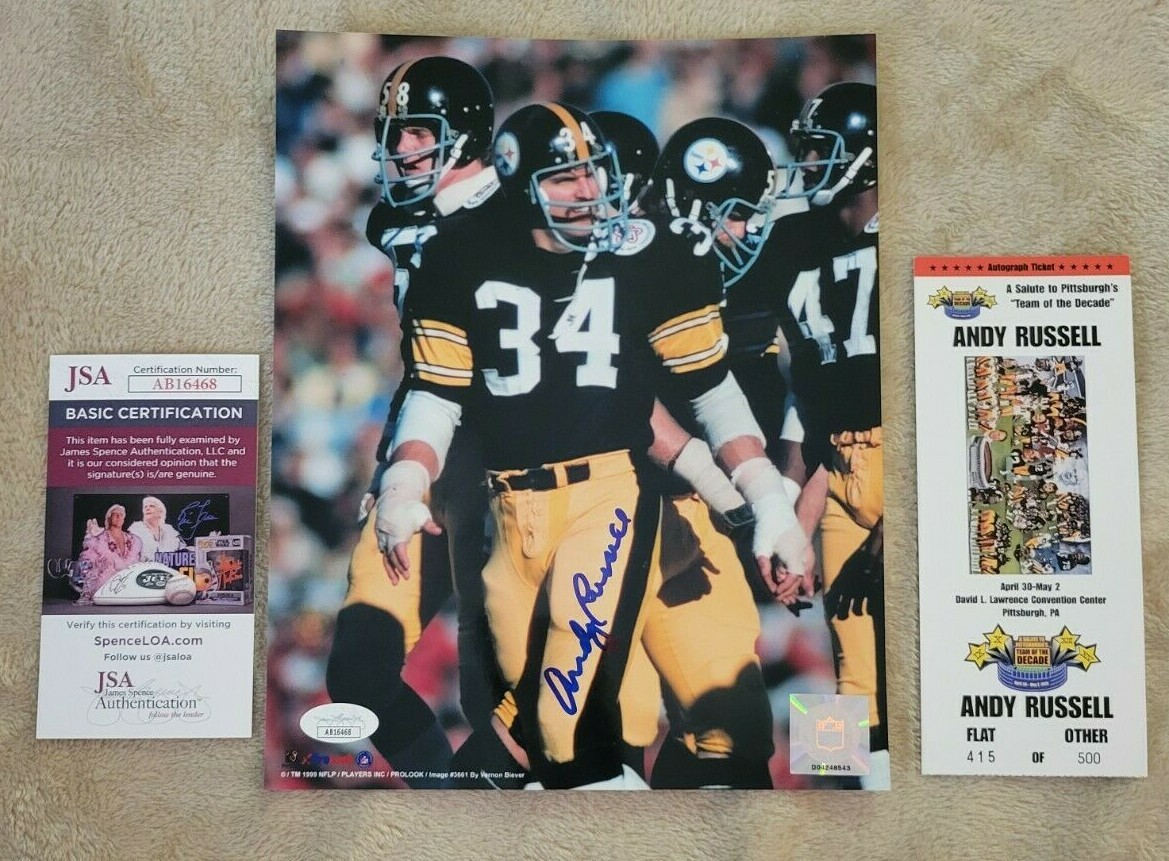 ANDY RUSSELL AUTOGRAPH SIGNED PITTSBURGH STEELERS 8X10 PHOTO W/ JSA | eBay
