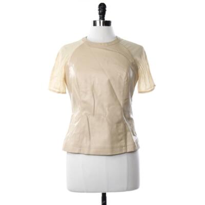 Giuliana Rancic NEW Womens XS Beige Trendy Faux Leather Back Zipper ...