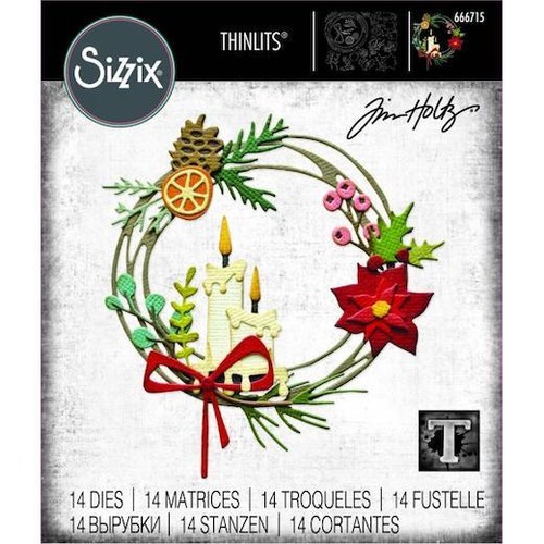 Sizzix Thinlits Die Set 14pcs - Vault Festive Wreath by Tim Holtz ...