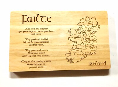 IRELAND Map Failte (Welcome) Chopping Board Custom Laser Engraved 380 X ...
