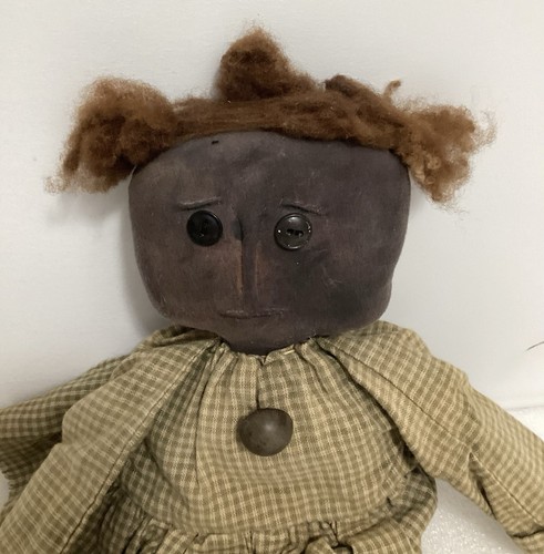 Vintage Handmade Primitive Black Cloth Ragdoll 15.5in. Girl Folk Art | eBay