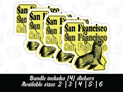 San Francisco CA Sea Lion Sticker Bundle | California Road Trip Decals ...