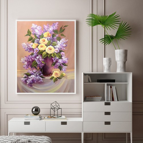FE# Lavender and Yellow Rose Diamond Painting Kits Full Square Drill ...
