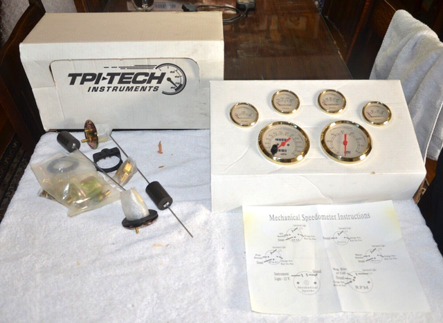 Tpi-tech 5 Gauge Set Speedo Volts Water Temp Fuel Oil Gauges Hot Rod ...