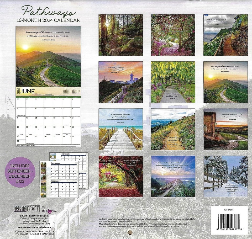 Pathways 16 Month Calendar - 2024 Includes Sept Oct Nov Dec of 2023 | eBay