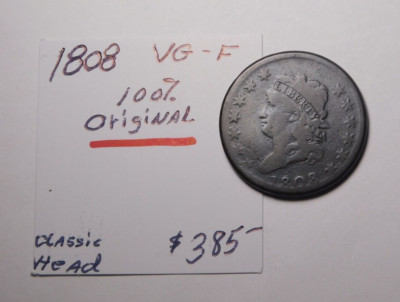 SCARCE FIRST YEAR 1808 CLASSIC HEAD VG - F 100% ORIGINAL CHOCOLATE ...