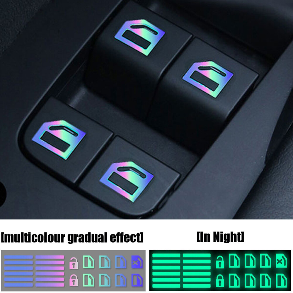 Luminous Car Interior Window Door Switch Sticker Decal Car Accessories ...