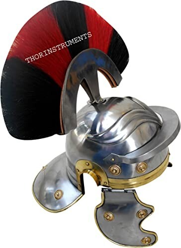 Roman Armor Helmet RED+BLACK Plume Medieval Knight Crusader Spartan ...