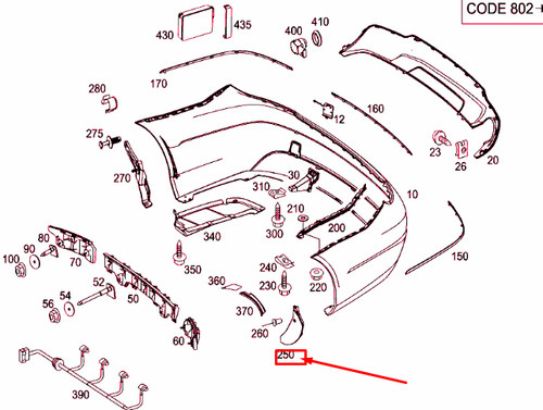 NEW MERCEDES-BENZ C W204 REAR BUMPER LEFT FILLER COVER A2048856323 OEM ...