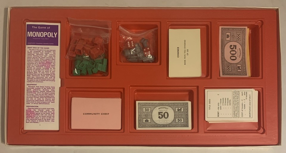 Vintage Monopoly Original Classic Waddingtons Board Game 109% Complete ...