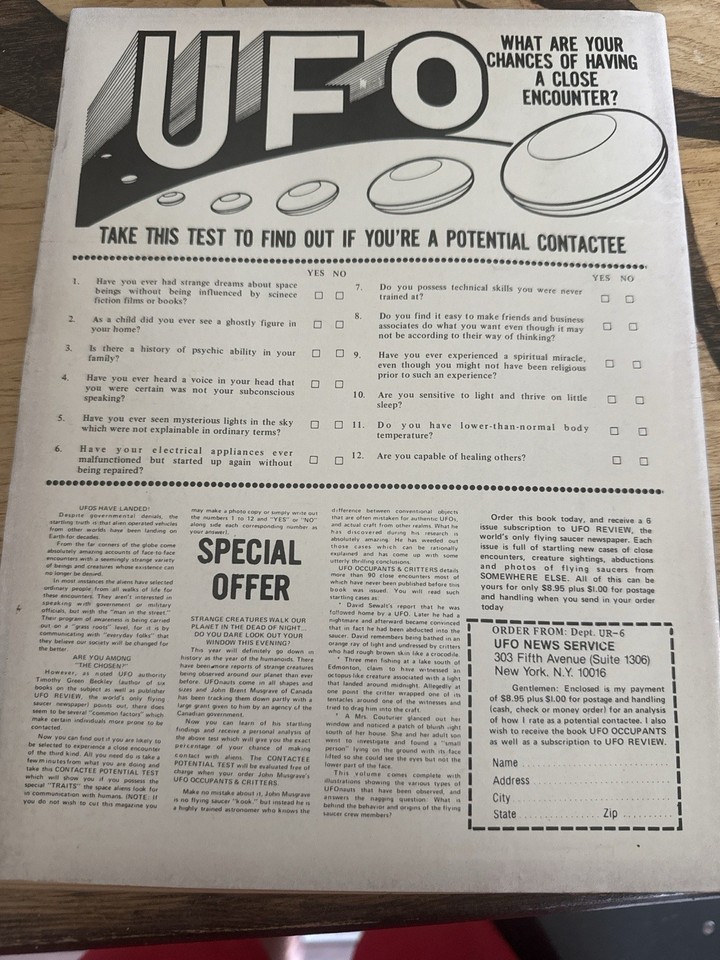 Lot of 5 Vintage UFO Magazines 70s Ancient Astronauts, UFO Report, Saga ...