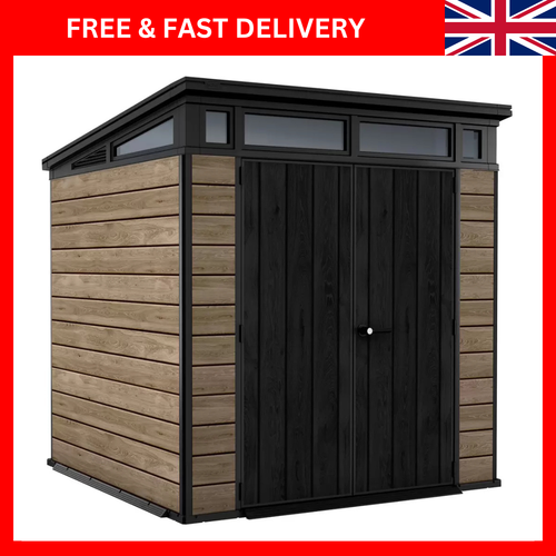 NEW Keter Ashwood DecoCoat Signature 7ft 1" x 7ft 1" Garden Storage ...