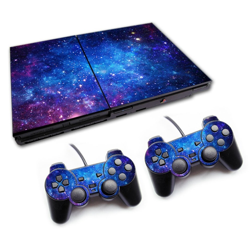 Sticker Skin For PS2 SLIM Console Wrap Vinyl + Controller Galaxy Design ...