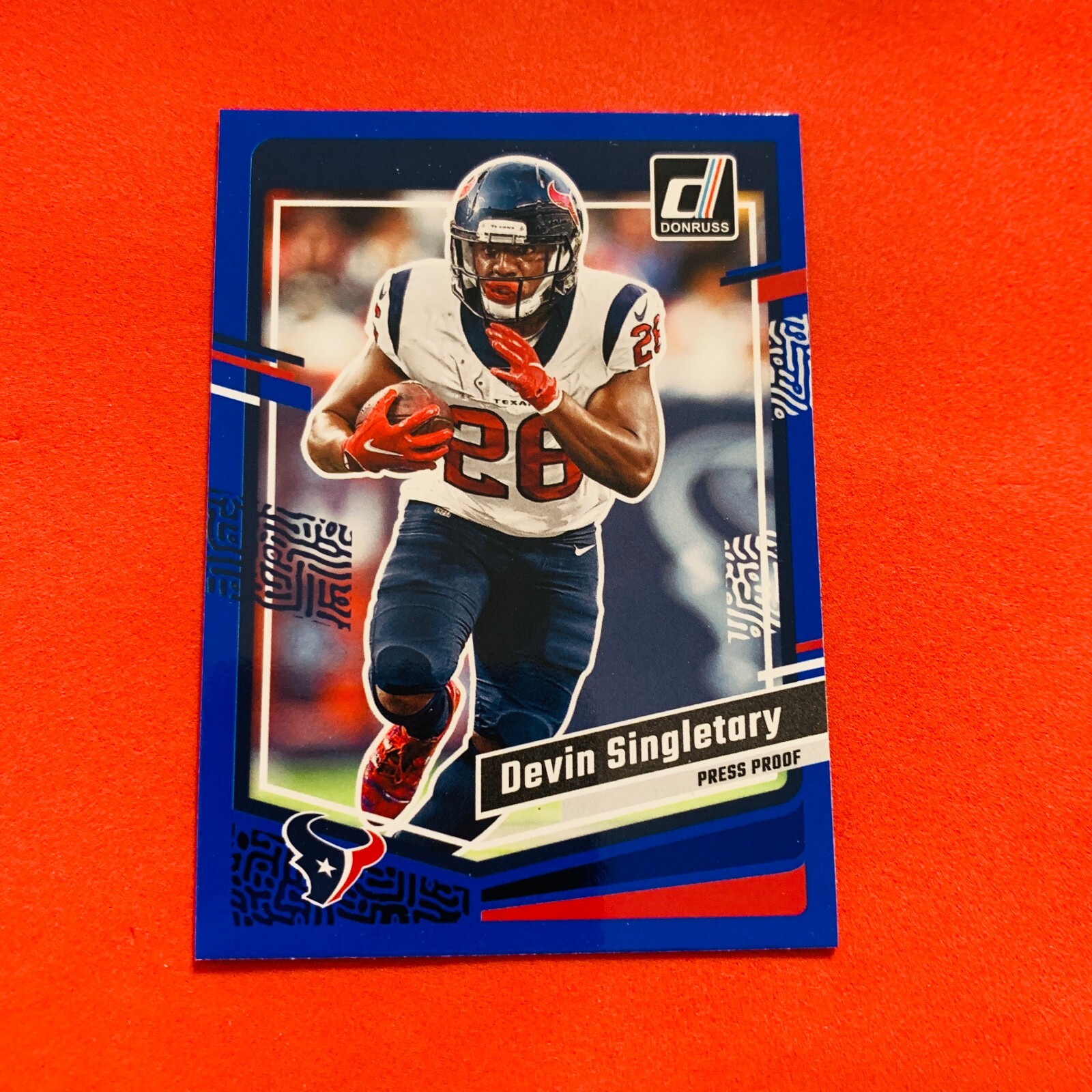 Devin Singletary .. PRESS PROOF BLUE .. Houston Texans 2023 Donruss ...