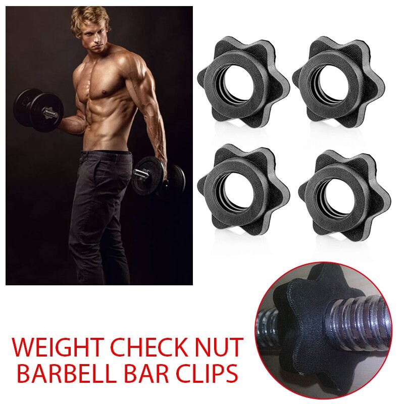 4PC Weight Check Nut Barbell Bar Clips Spin Lock Screw Dumbbell ...