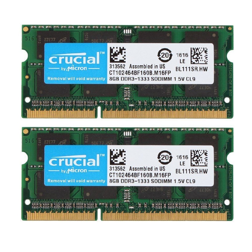 CRUCIAL DDR3 4GB 8GB 16GB 1333 PC3-10600 Laptop SODIMM 204-Pin Memory ...