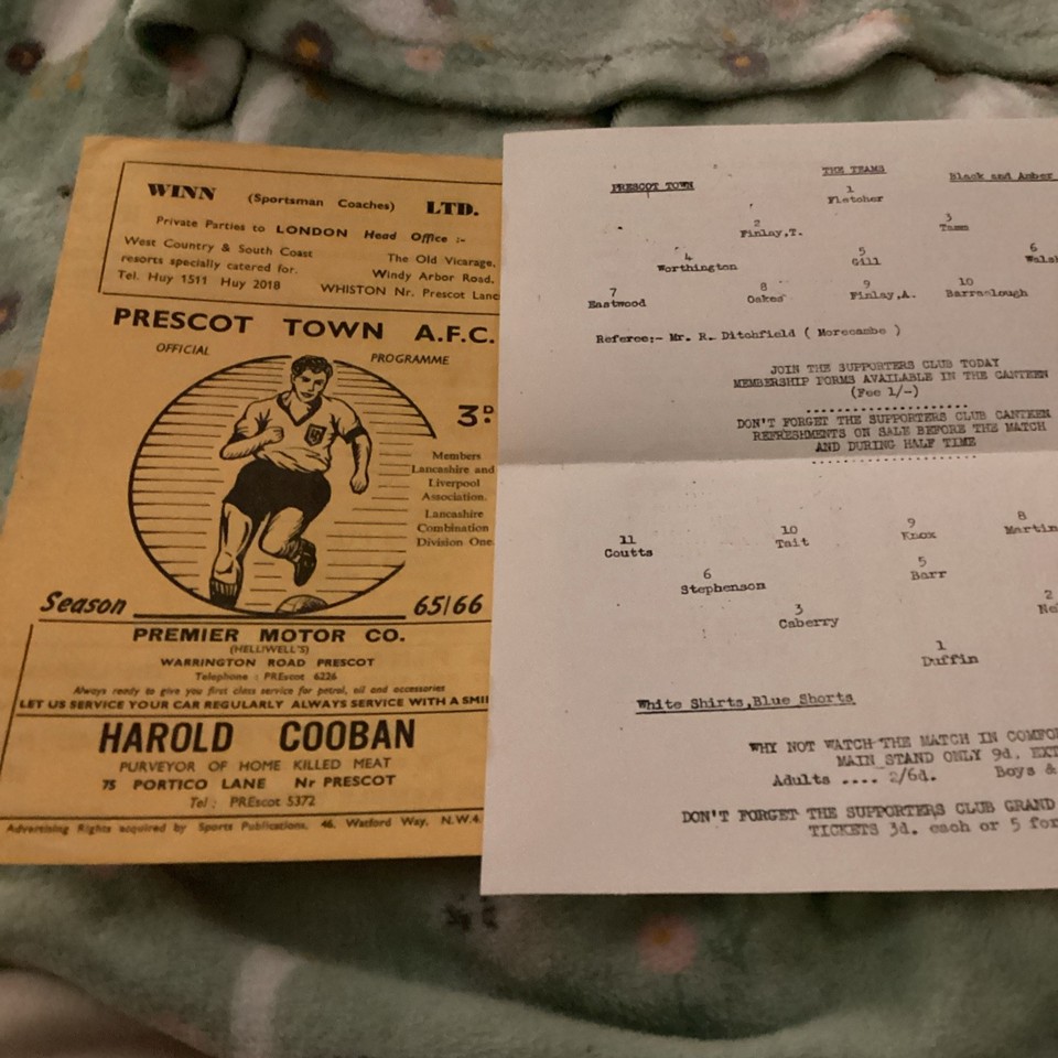 1965/66 Prescot Town v Barrow reserves | eBay UK