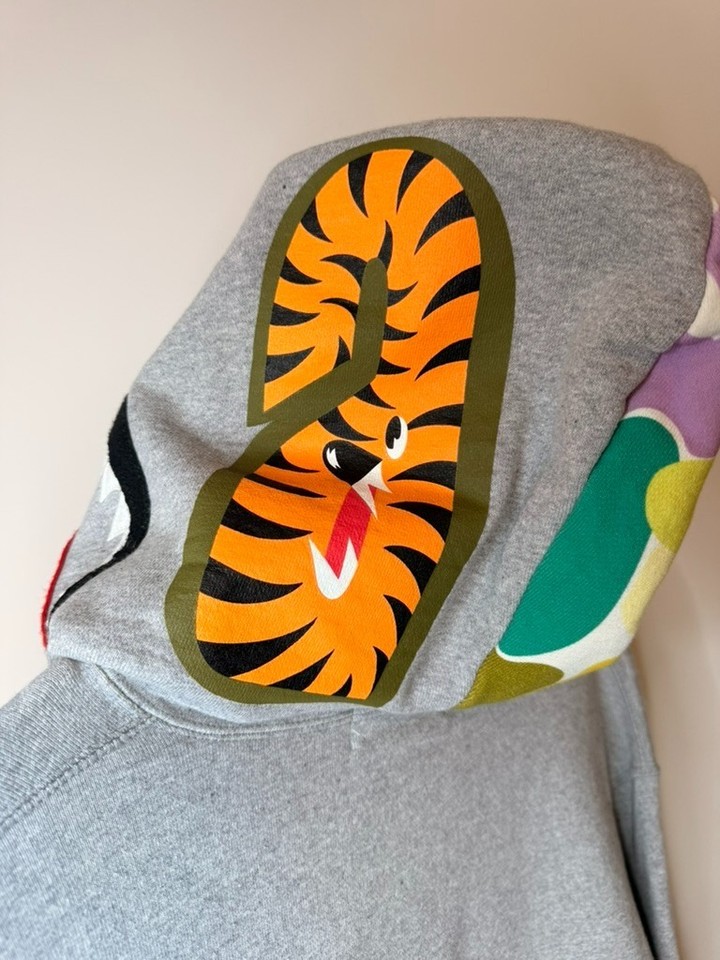 Authentic BAPE Giant Multi Camo Shark Full Zip Hoodie Gray A Bathing ...