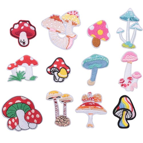 12Pcs Mushroom Patches Iron on for Clothing Pants Shoes Curtain ...